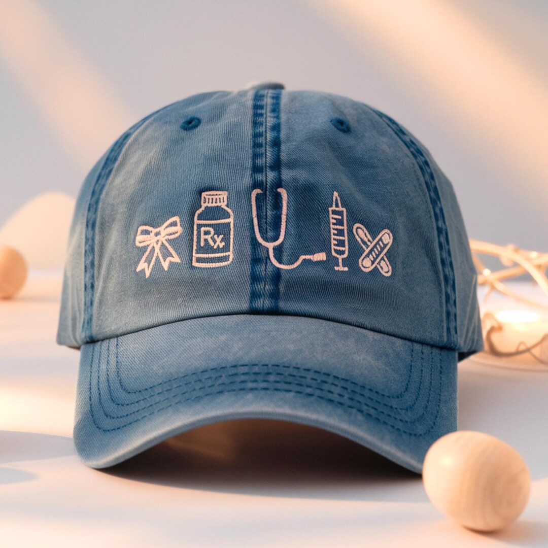 Nurse Icon Embroidered Hat| Nursing Icons Washed Baseball Cap ...