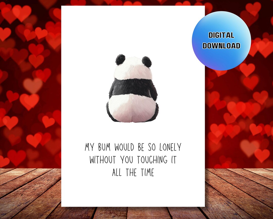 Cute Panda Love Card Printable, Anniversary Card Digital, Valentine ...