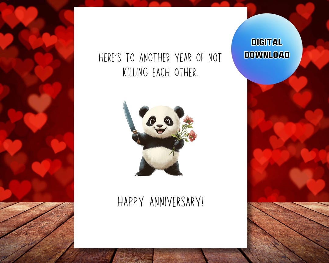 Funny Panda Anniversary Card: Sarcastic Love Pun (digital Download) - Etsy