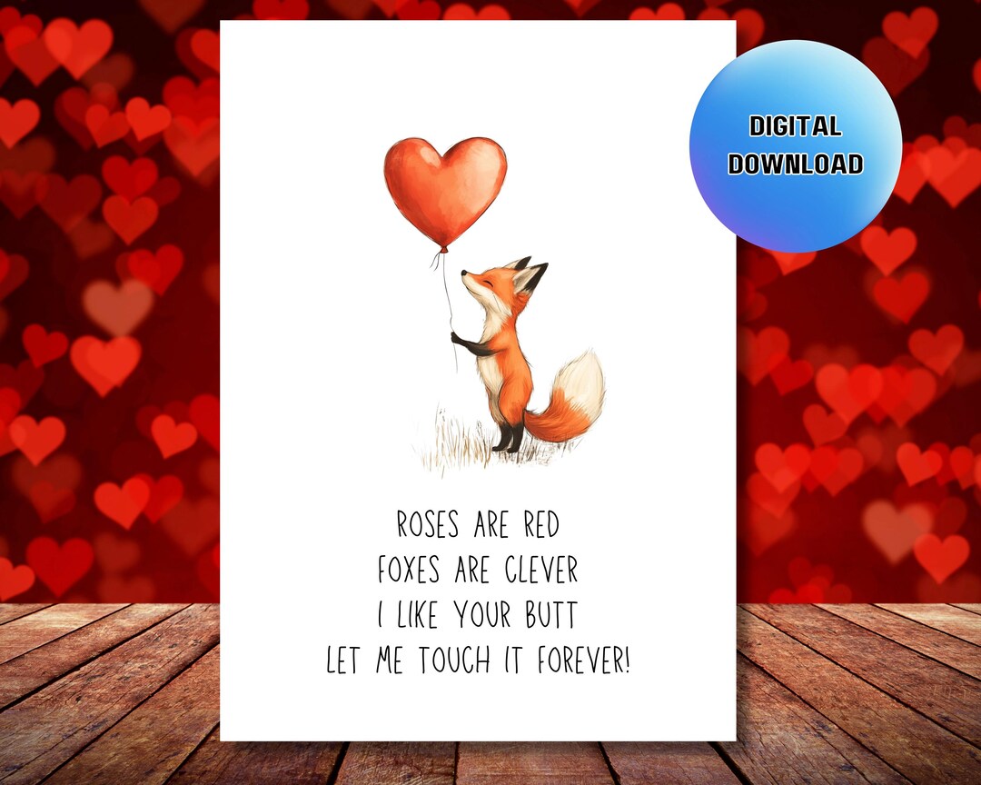 Naughty Digital Valentine Card, Cute Printable Love Card, Inappropriate ...