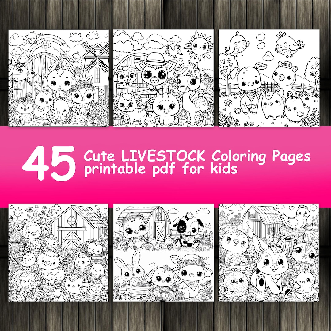 45 Kawaii Farm Animal Coloring Book for Kids Farm Coloring Pages Kids ...