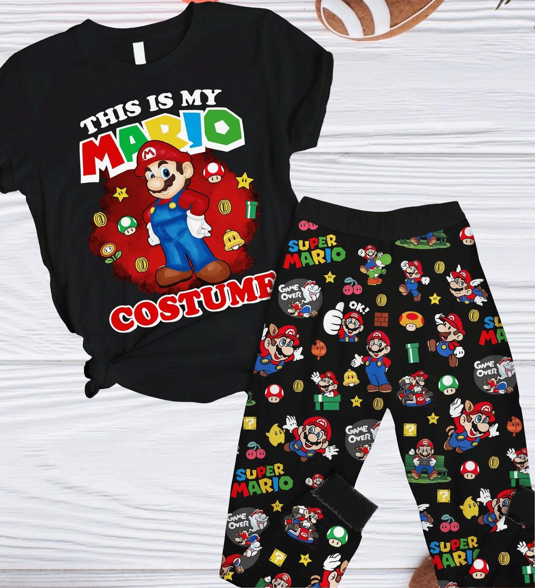 Super Mario Pajamas Set, Super Mario Christmas Pajamas, Mario Birthday ...