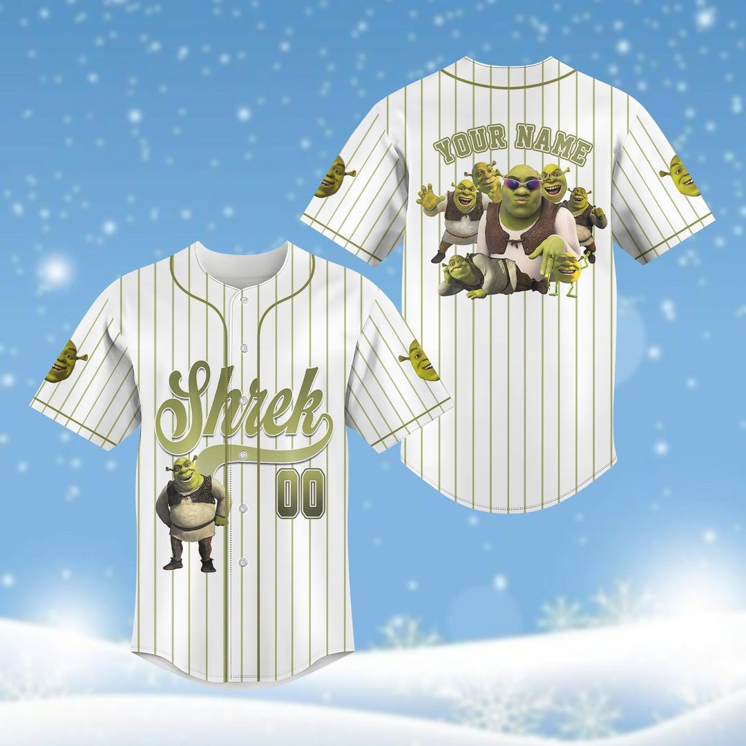 Personalized Shrek Face Jersey, Meme Shrek Baseball Jersey, Funny Shrek ...