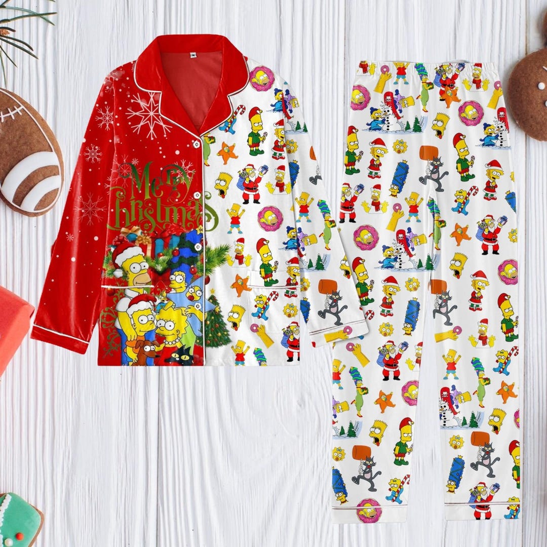 The Simpson Family Pajamas, the Simpsons Xmas Pajamas, Homer Simpsons ...