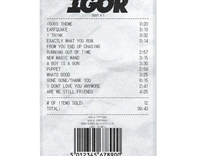 Igor Tyler the Creator Album Receipt Area Rug, Music Lover Home Decor ...