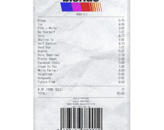 Blonde Frank Ocean Album Receipt Area Rug, Music Lover Gift, Bedroom ...