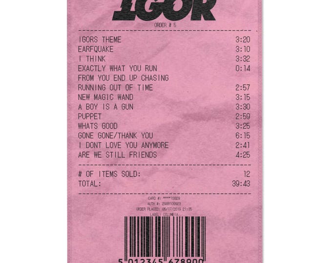 Igor by Tyler, the Creator Album Receipt Area Rugs Pink 24x36, Tyler ...