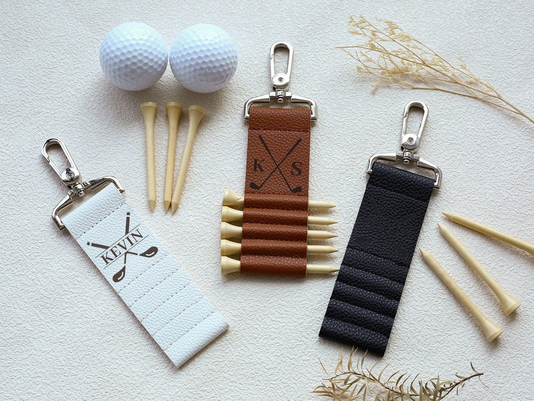 Engraved Leather Golf Bag Tag,personalized Golf Tee Holder for Men ...