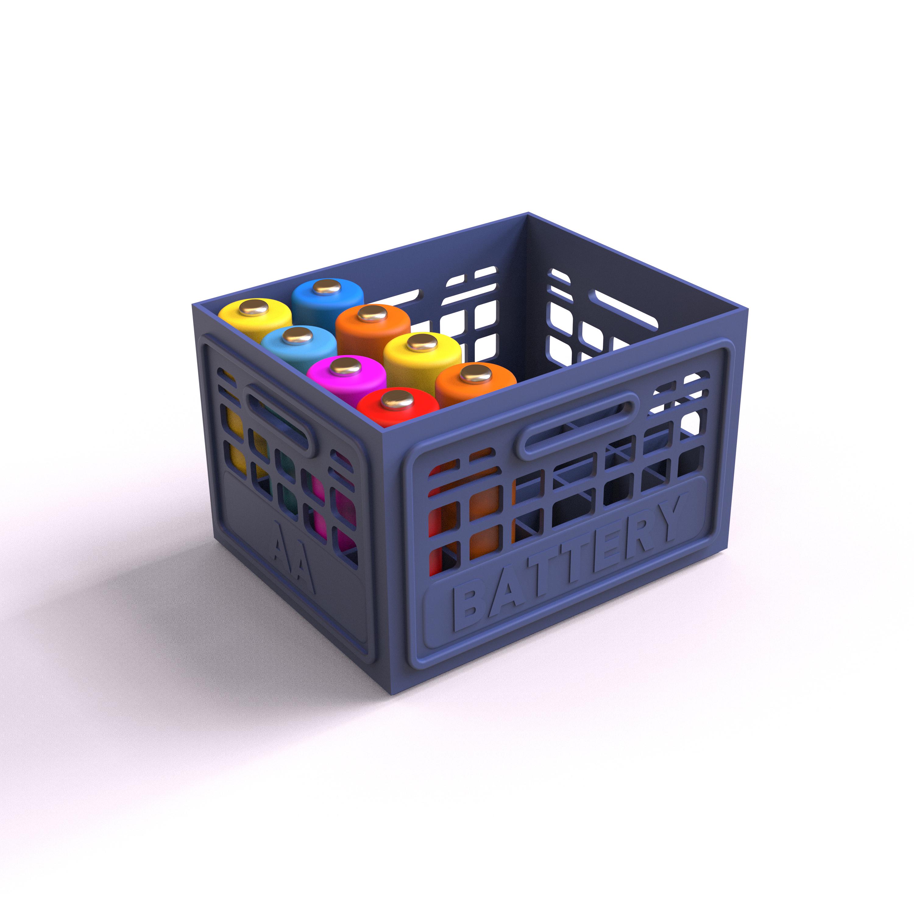 Beer Crate AA Battery Storage STL- OBJ Files | Battery Holder 3D Print ...