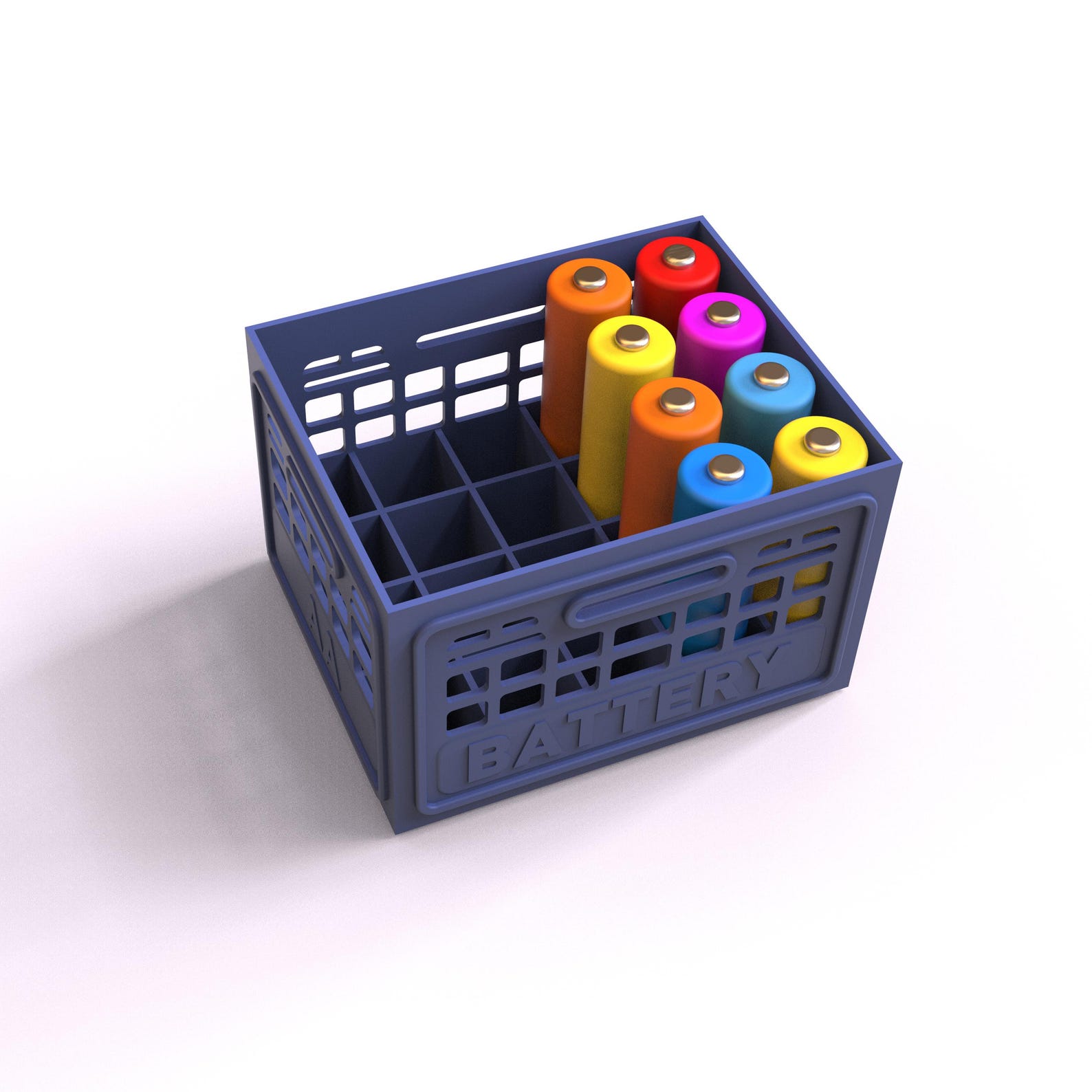 Beer Crate AA Battery Storage STL- OBJ Files | Battery Holder 3D Print ...