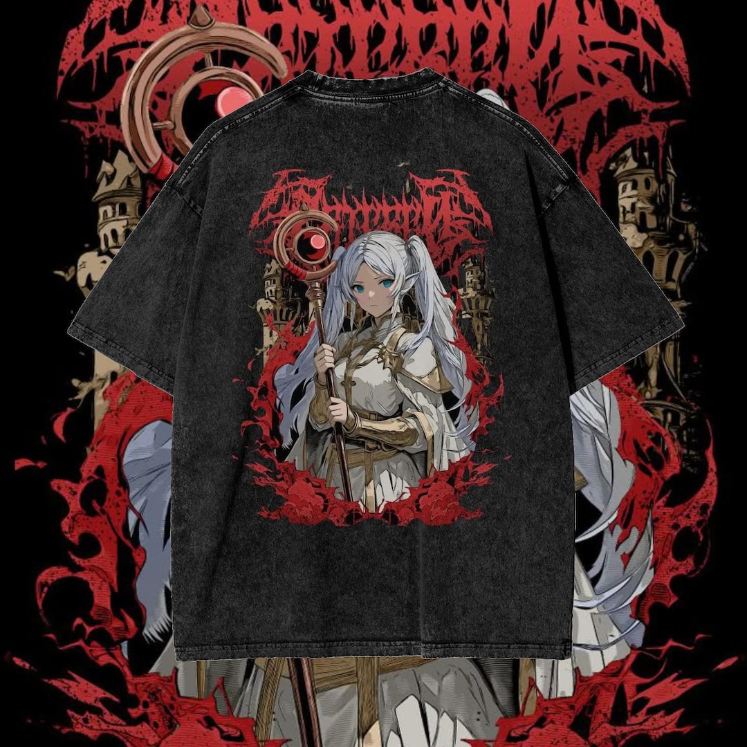 Frieren T-shirt, Frieren Beyond Journey's End Tee, Snow Washed Anime ...