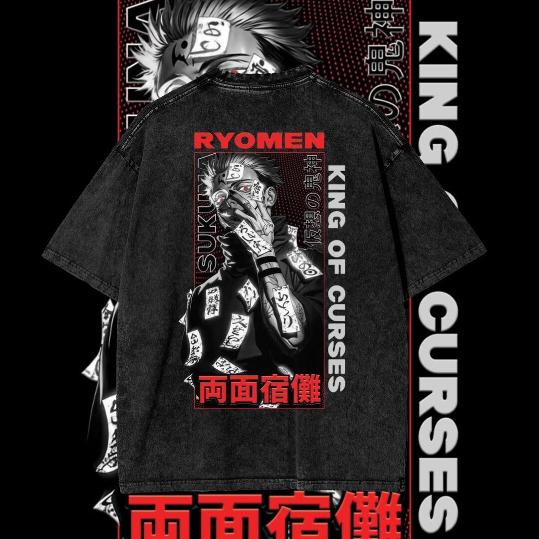 Sukuna Oversized Snow Washed T-shirt | Jujutsu Kaisen Anime Shirt ...