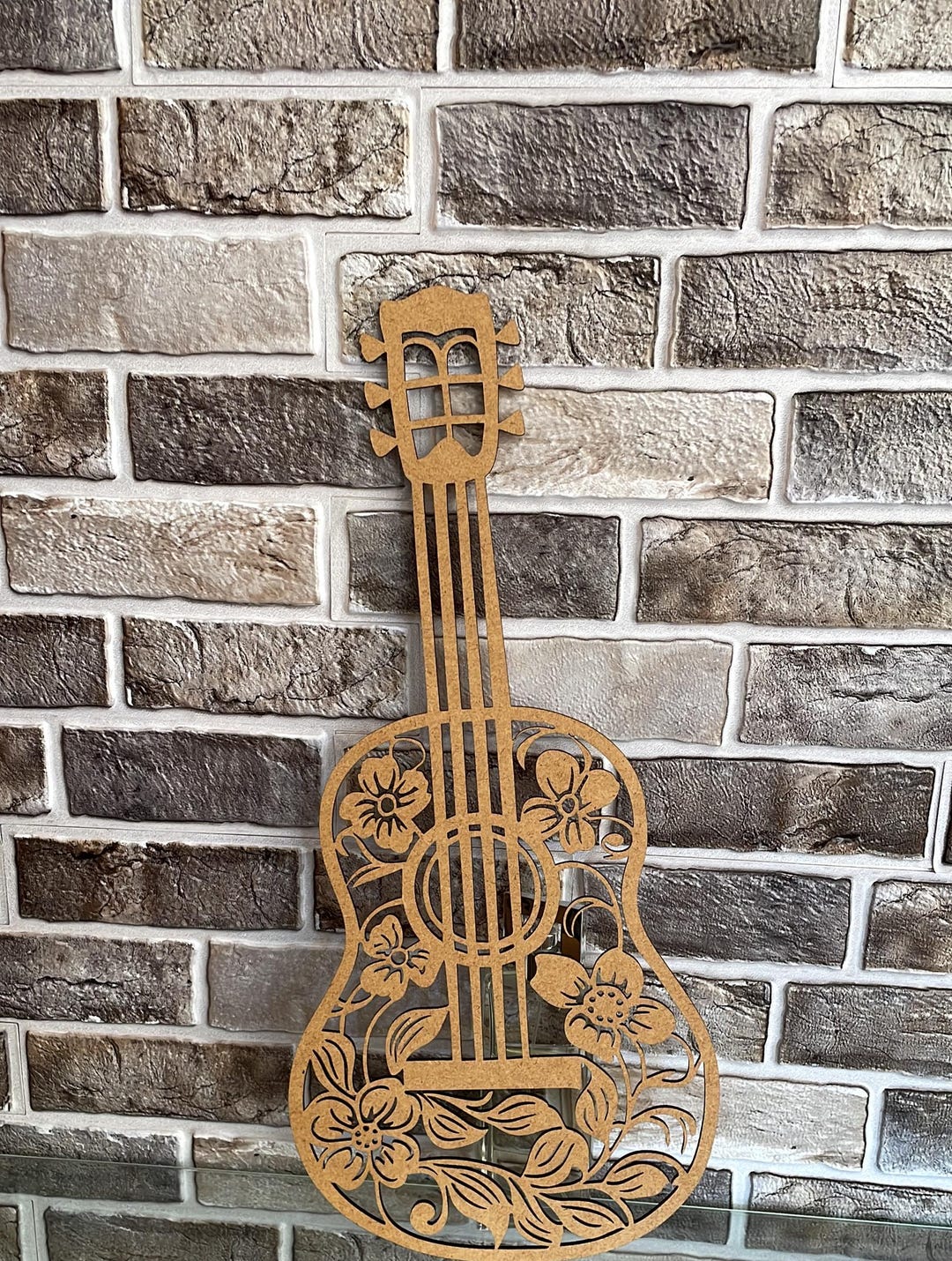 Wooden Guitar Cut Out With Flowers for Decoration - Etsy