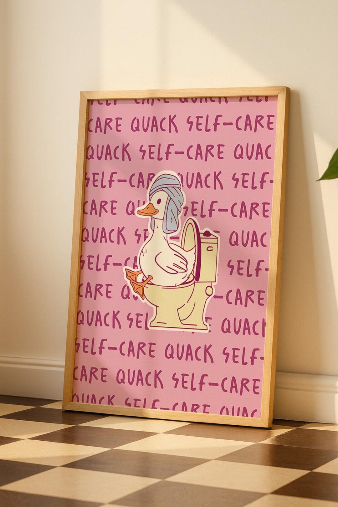 Funny Duck Poster “self-care Quack” Bathroom Wall Decor Humorous Animal ...