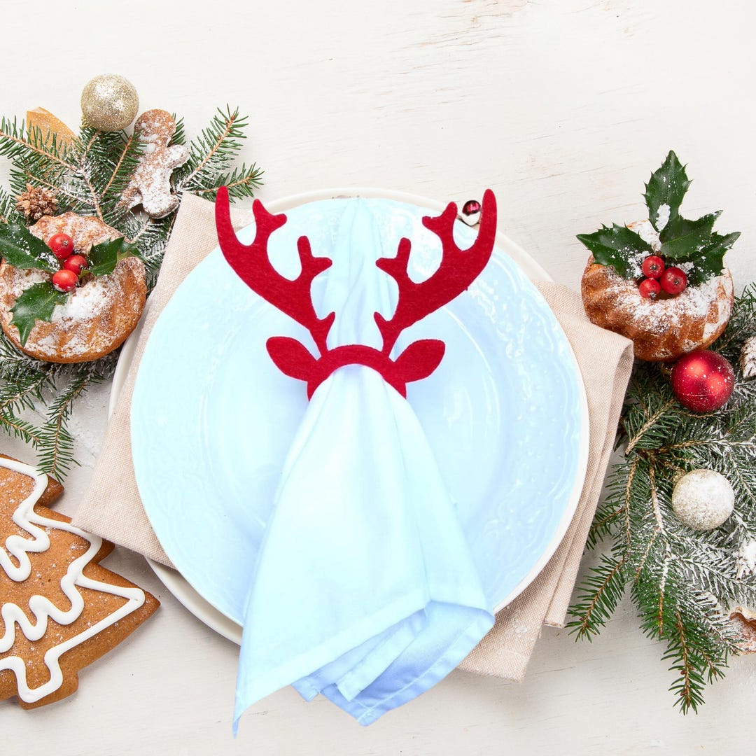 Stag Head Napkin Rings-set of 6&more-christmas Napkin Rings Reindeer ...