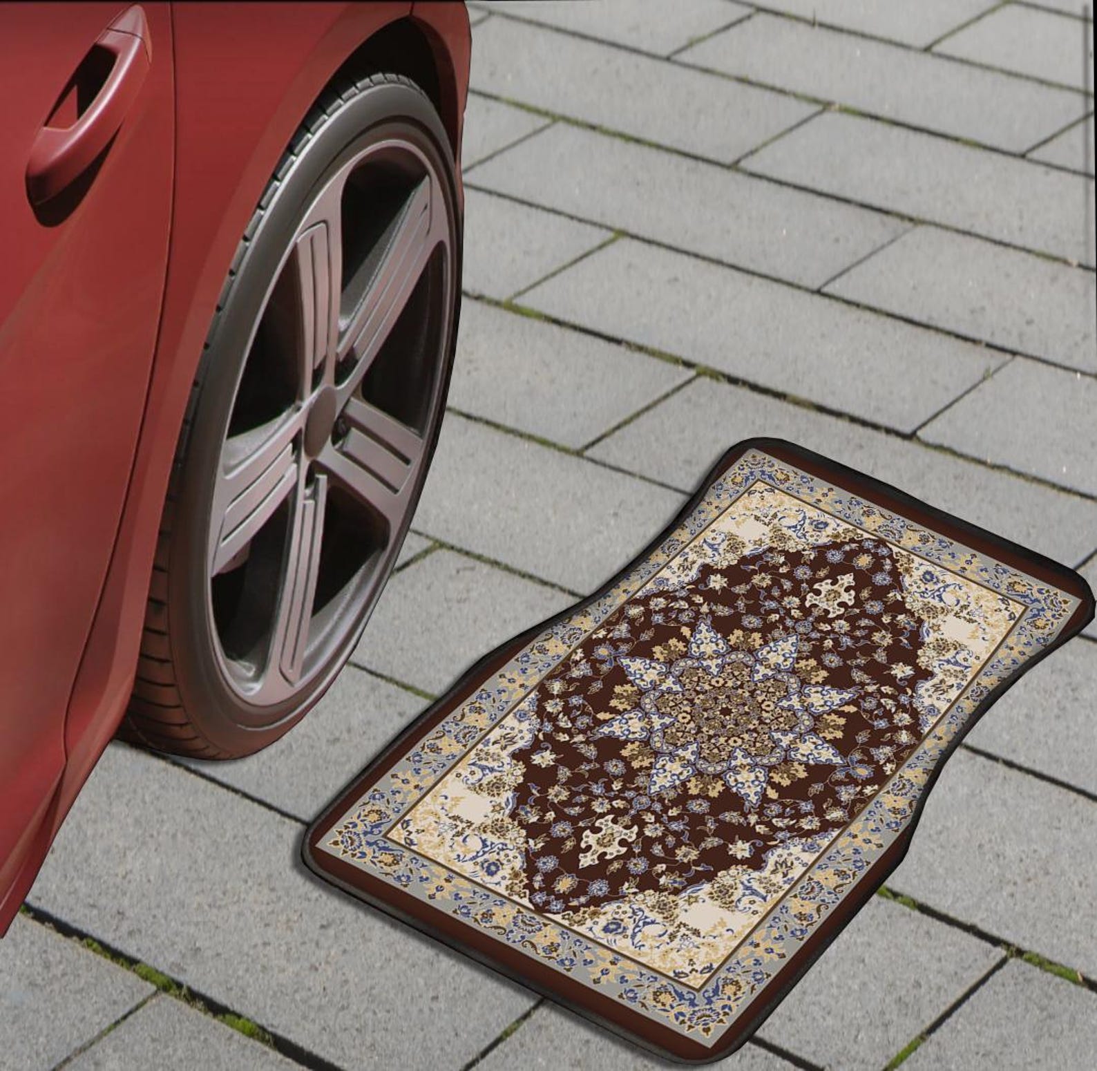 Persian Rug Pattern Brown Car Floor Mats - Persian Car Carpet - Etsy