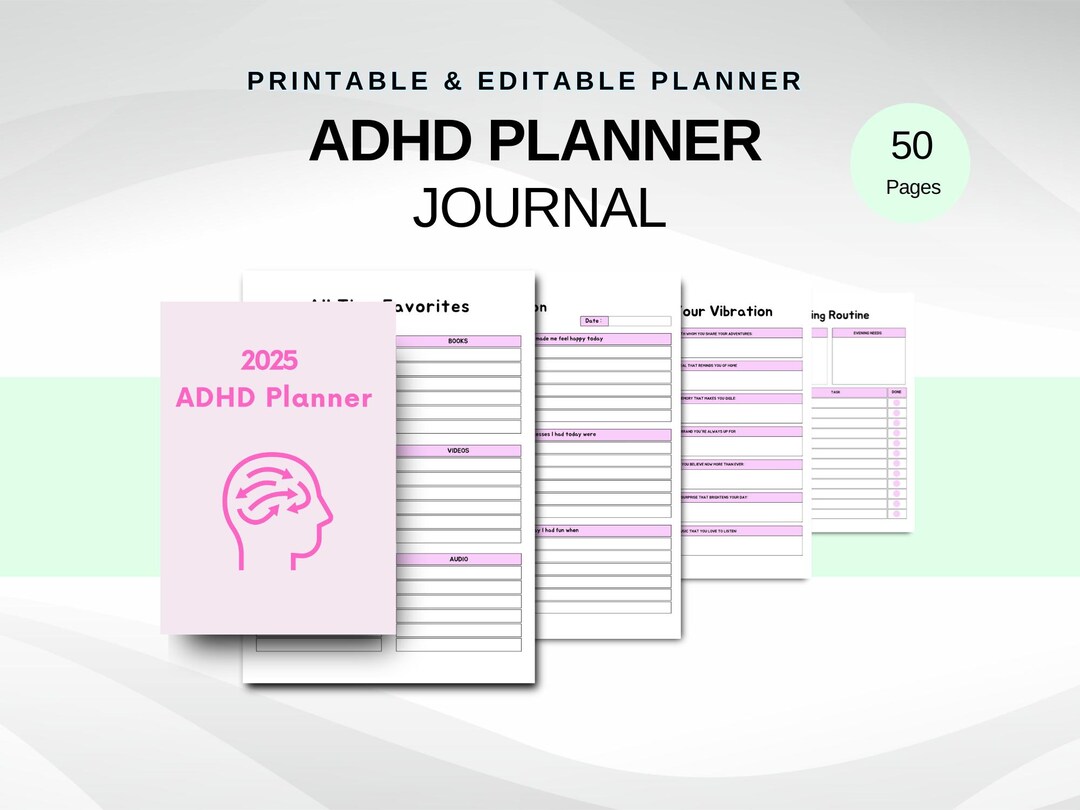 2025 ADHD Planner | Editable & Printable Planner for Focus, Time ...