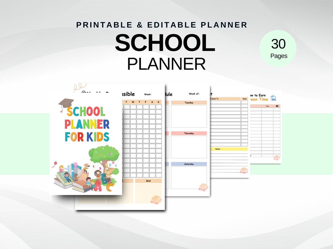 School Planner for Kids | Fun & Interactive Printable Planner ...