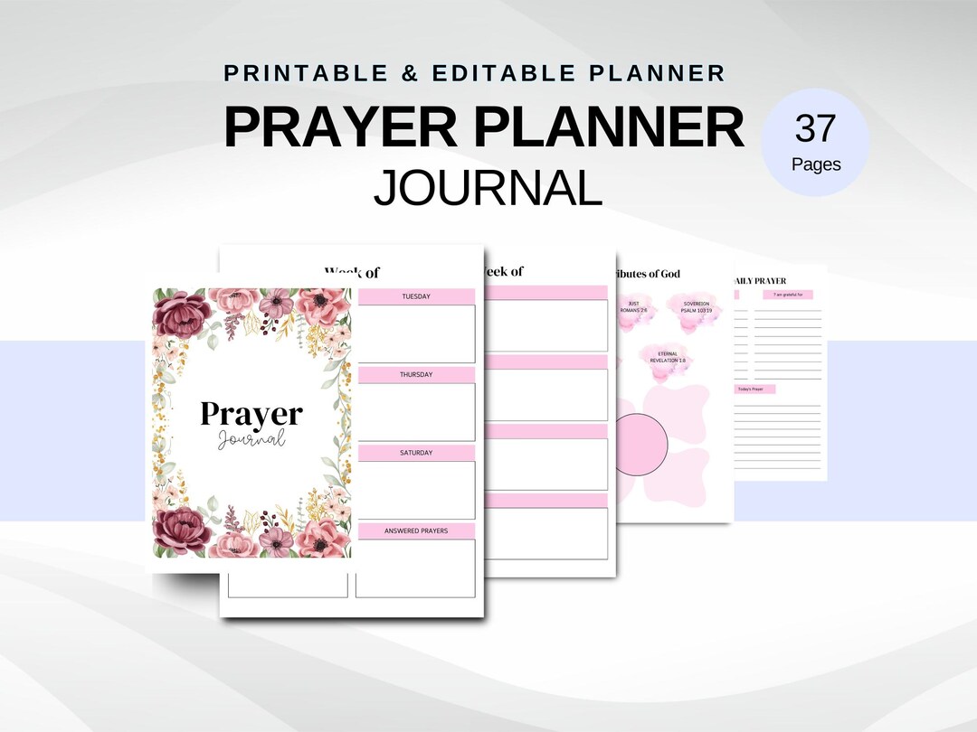Prayer Journal | Editable & Printable Prayer and Reflection Journal ...