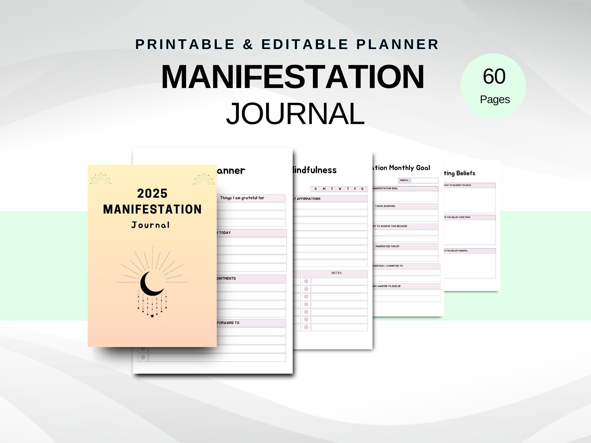 Manifestation Journal 2025 | Editable & Printable Law of Attraction ...