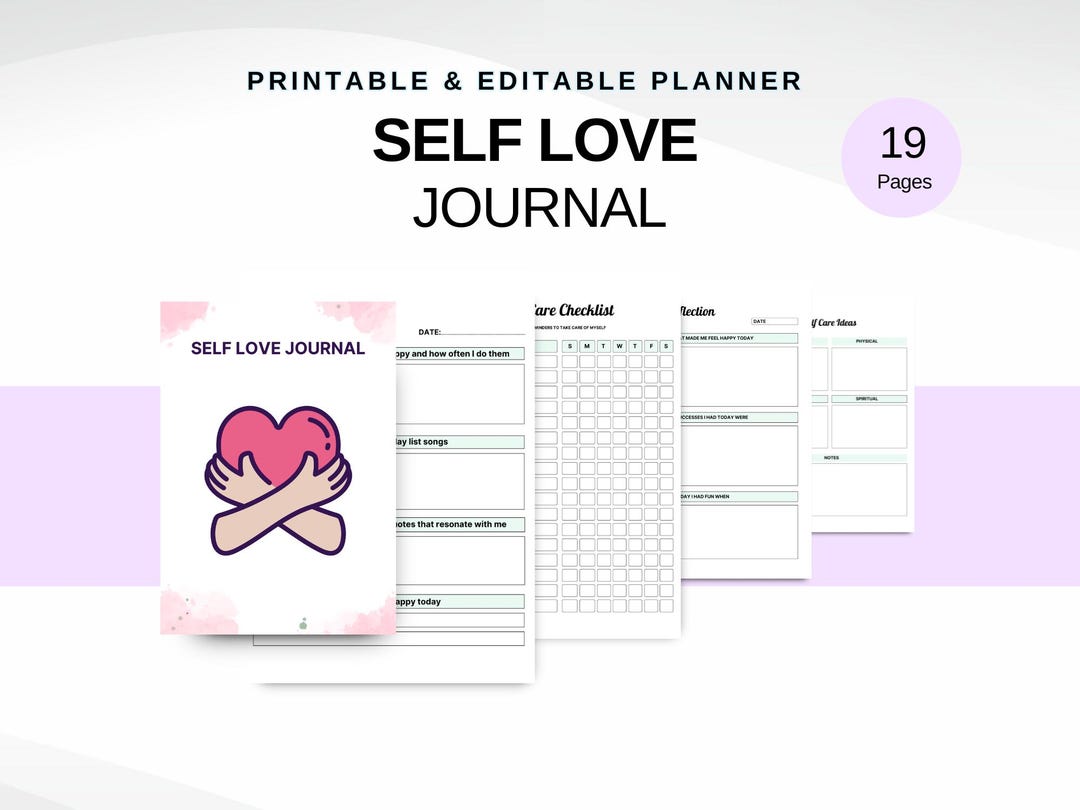 Self Love Journal | Editable & Printable Self-care Workbook | Embrace ...