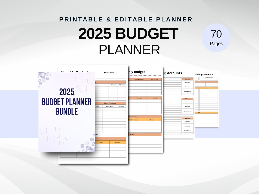 2025 Budget Planner | Editable & Printable Financial Organizer | Set ...