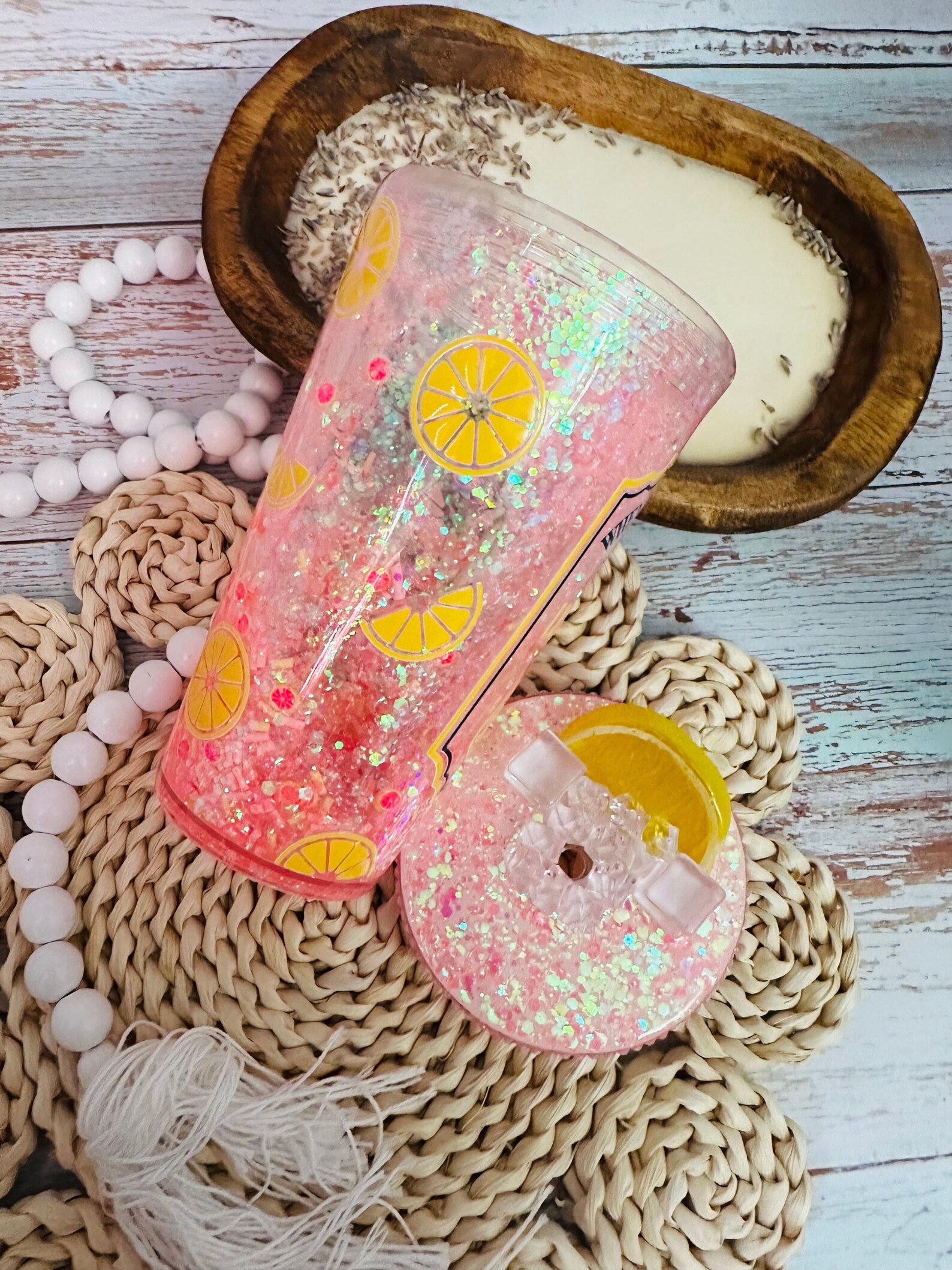 Lemonade Tumbler, Pink Glitter Snow Globe Tumbler, Gift for Her - Etsy