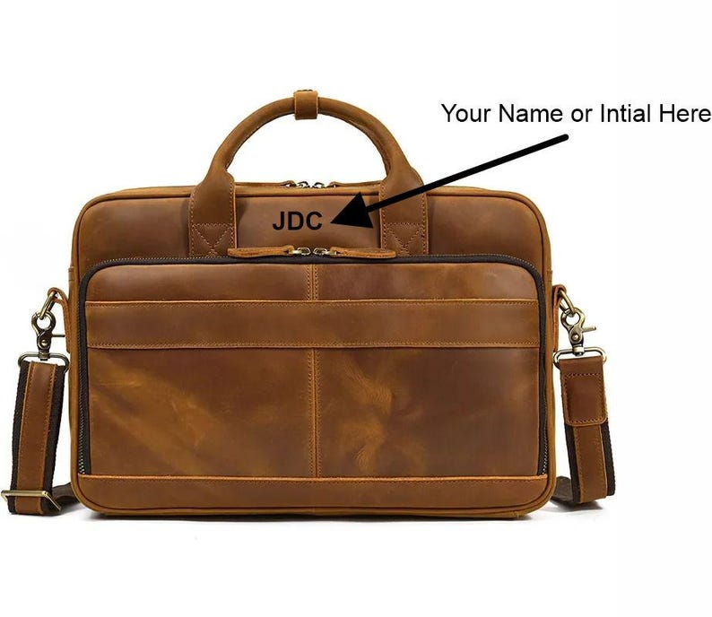 Personalized Leather Laptop Bag – Handmade Full-grain Briefcase - Etsy