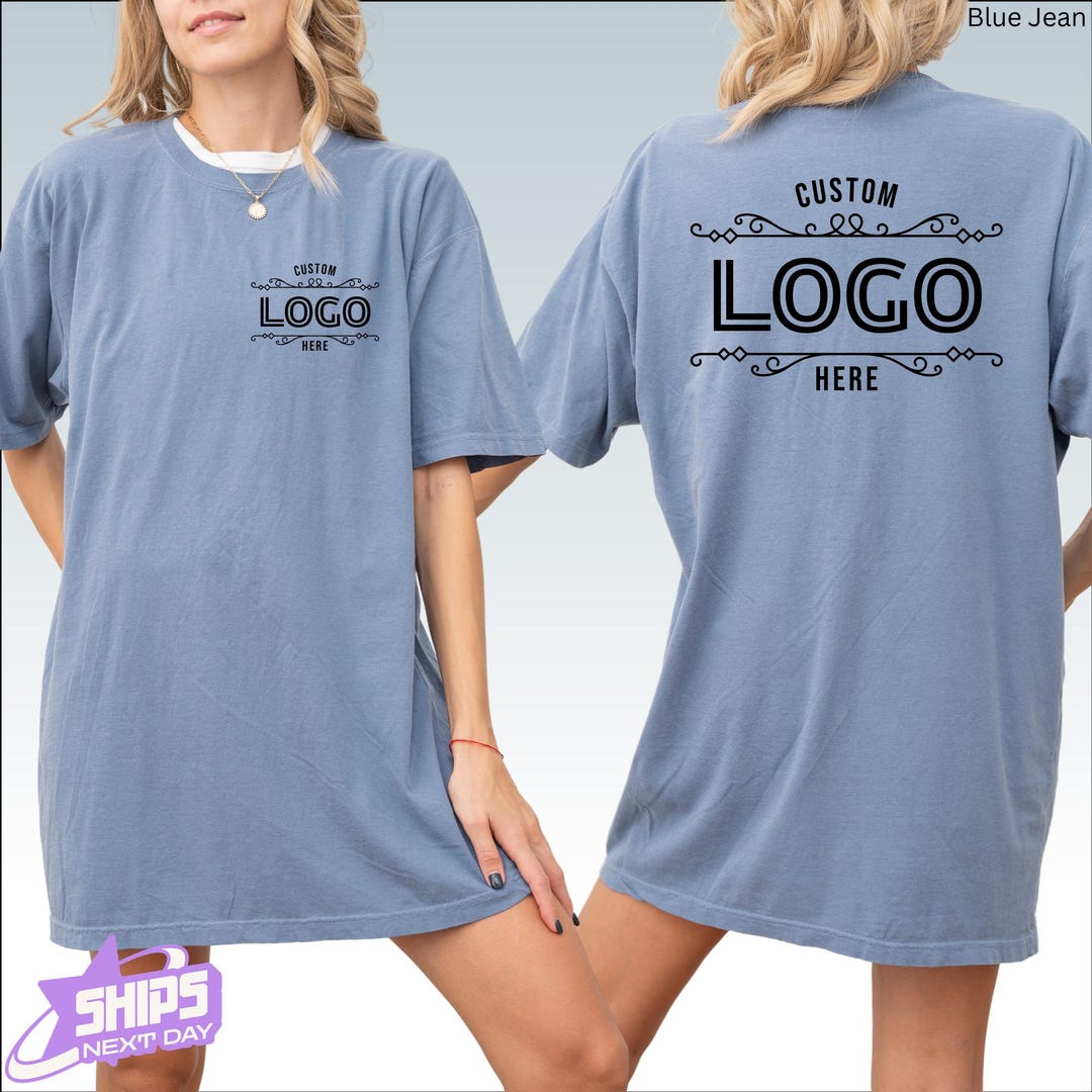 Custom Logo T-shirt, Comfort Color Team Logo Apparel, Custom Text Tee ...