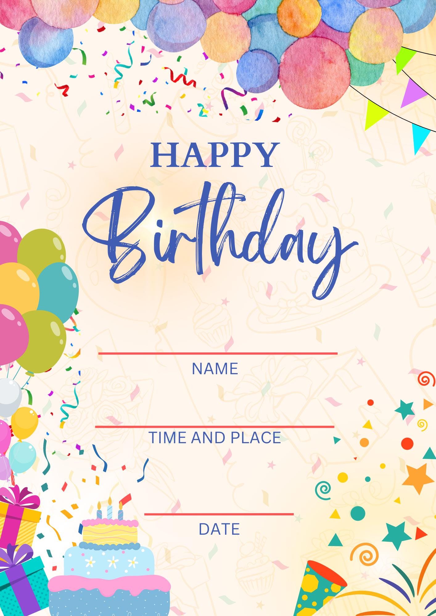 Simple Birthday Party Invitation - Etsy