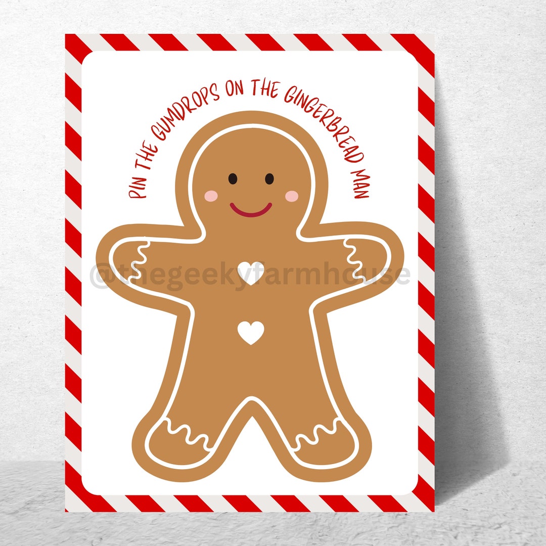 Pin the Gumdrops on the Gingerbread - 8.5x11 | Elf Games | Printable ...