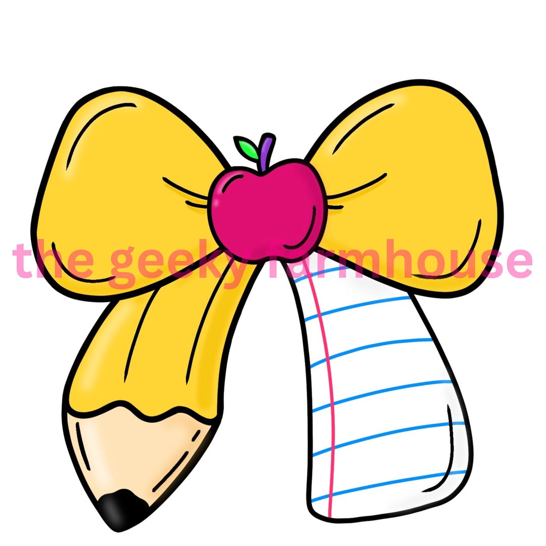 Pencil Bow PNG | Teacher | Classroom | School | Clipart - Etsy