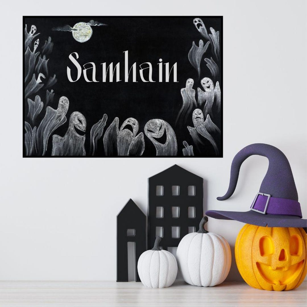Samhain Ghost Poster Digital Download, Halloween Wall Art, Ghost Home ...