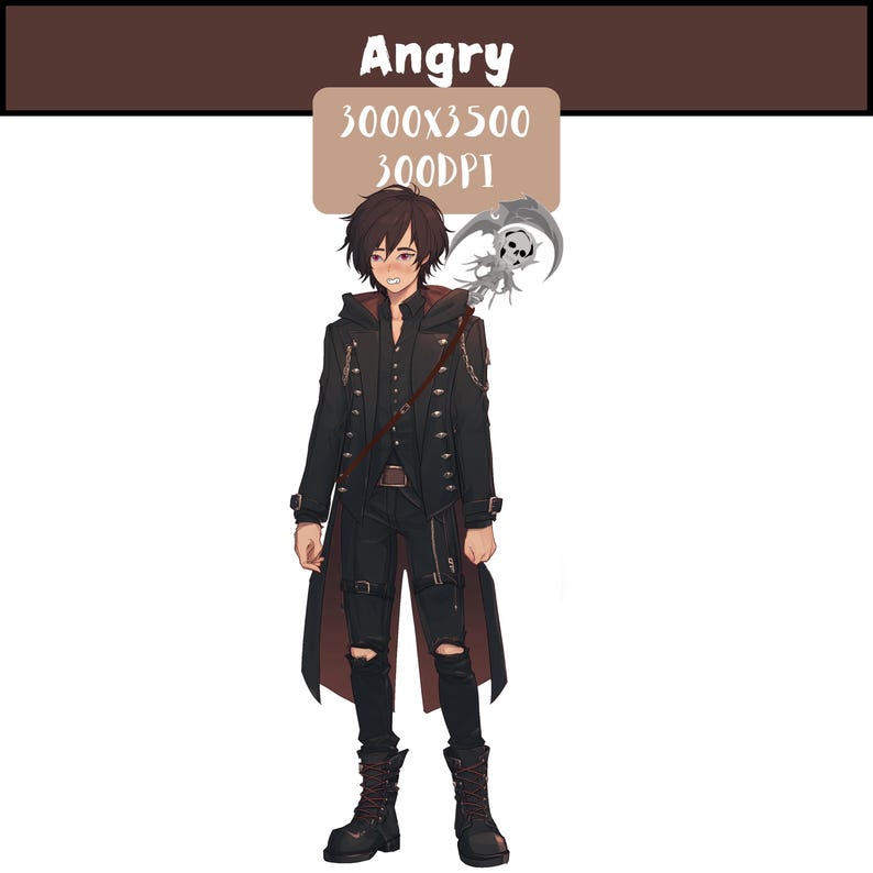 Necromancer Boy Pngtuber - Anime, Chibi, Premade Twitch Stream Asset ...