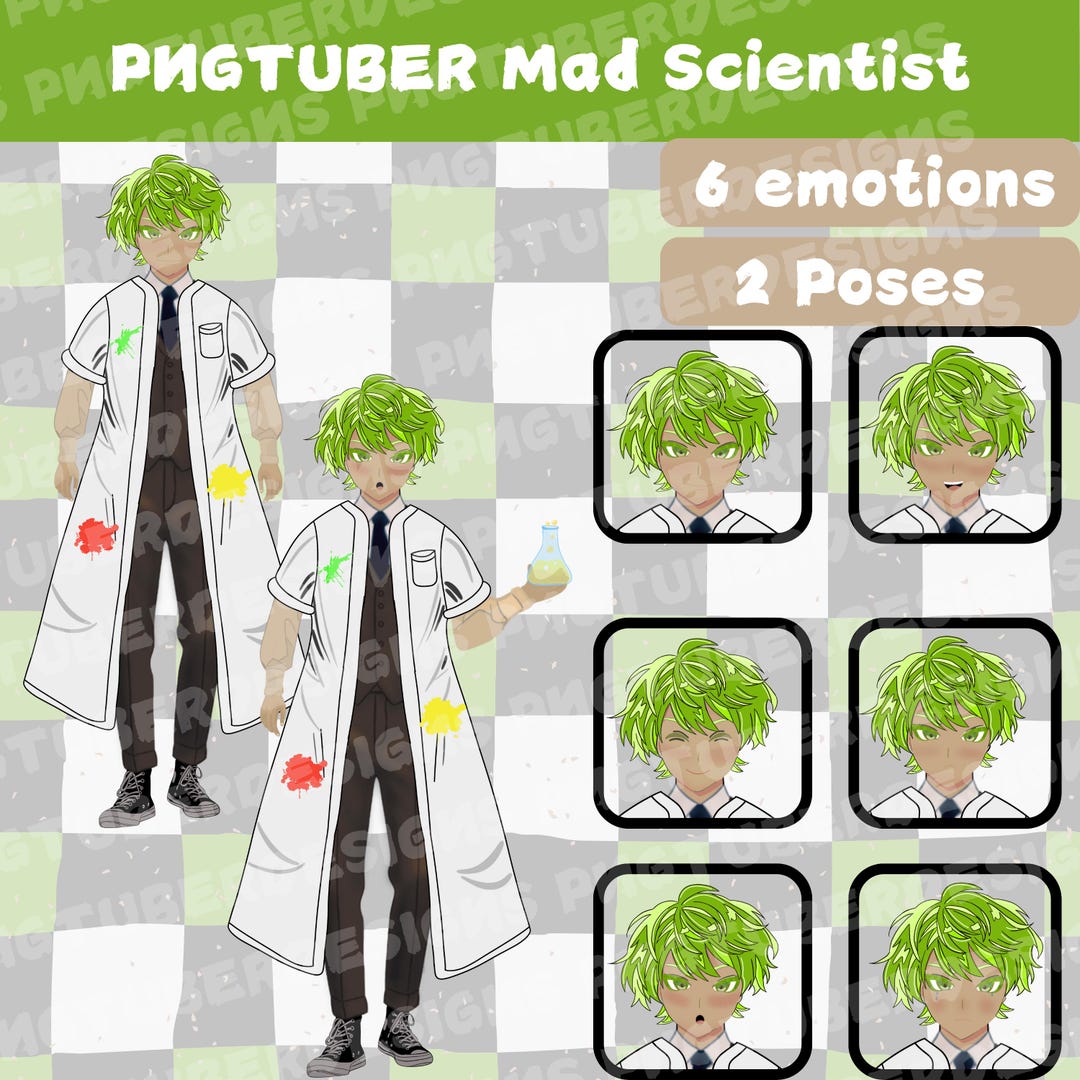 Mad Scientist Boy - Anime, Chibi, Kawaii, Premade Twitch Stream Asset ...