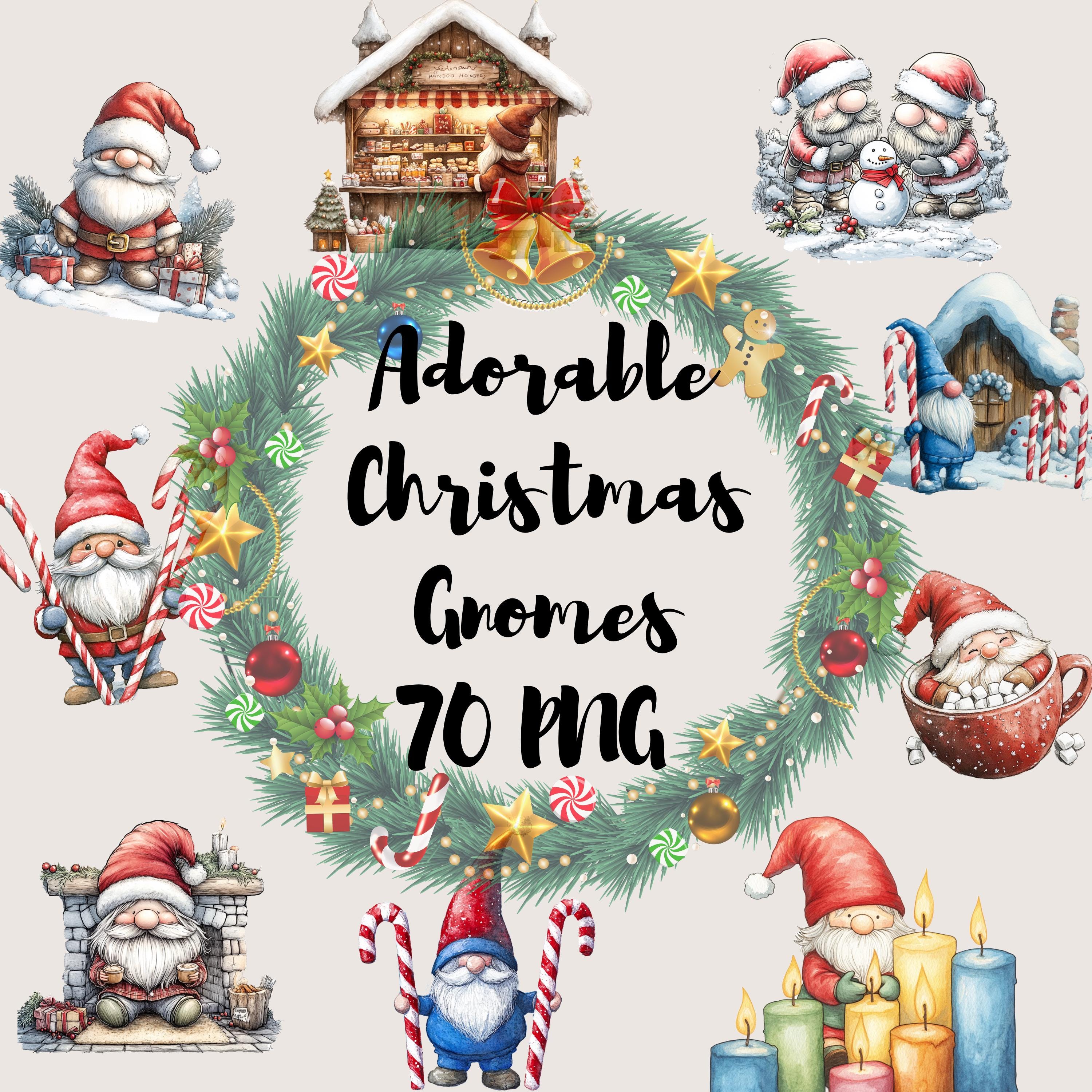 70 Watercolor Christmas Gnomes Clipart Set, Red and White Christmas ...