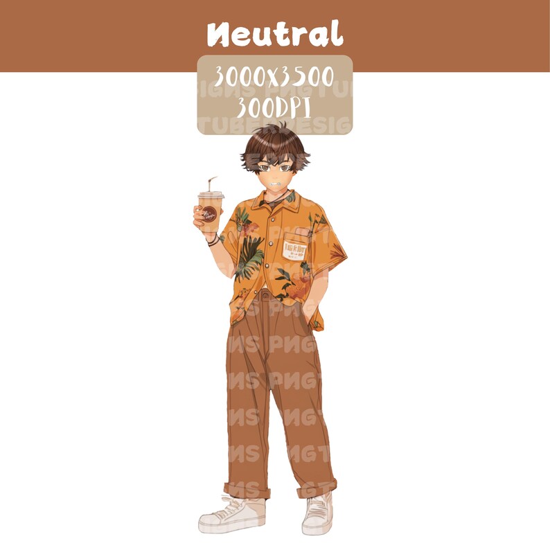 Beach Boy Pngtuber - Anime, Chibi, Premade Twitch Stream Asset ...