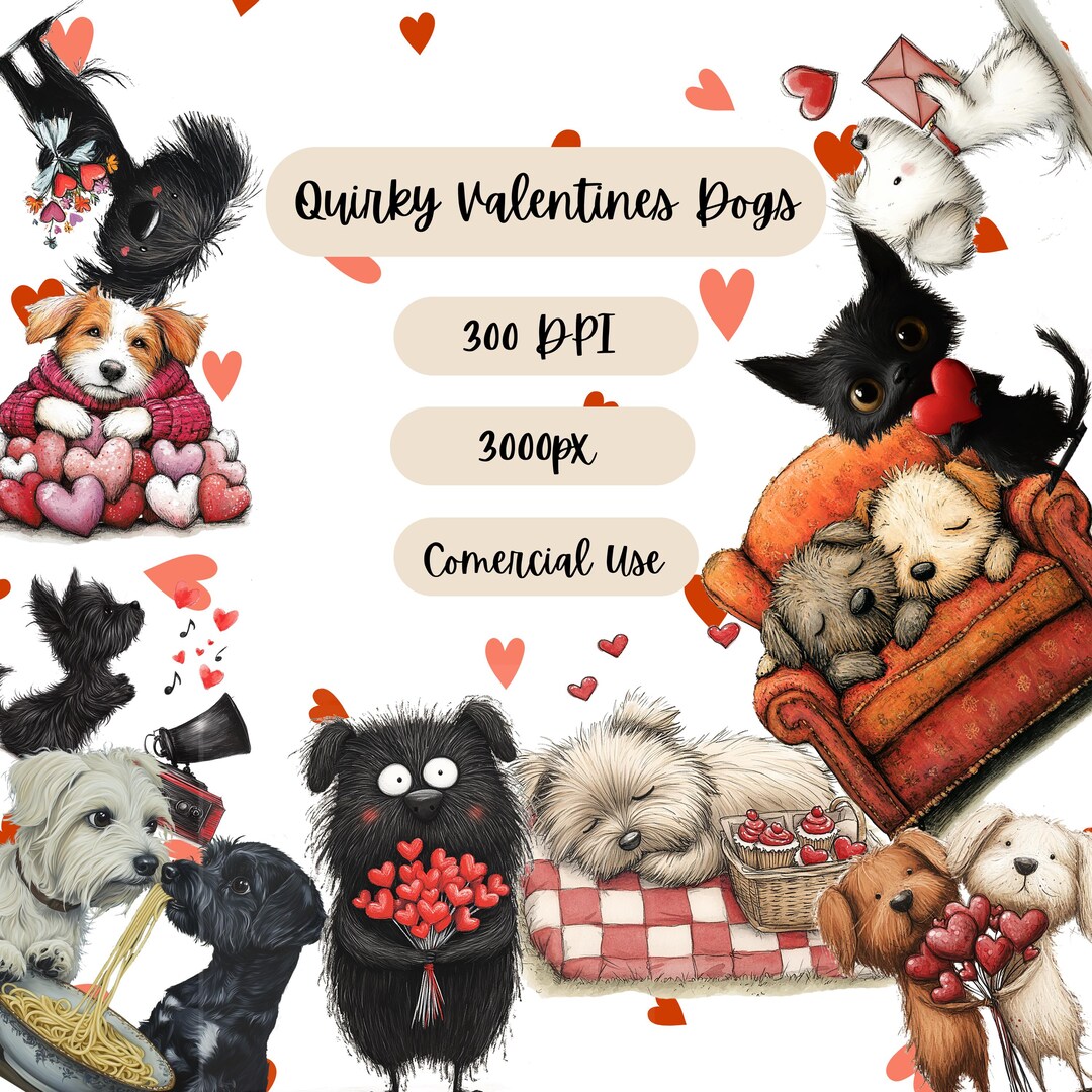 30+ Quirky Dog Clipart PNG Whimsical Dogs Kitten Sublimation Clip Art ...