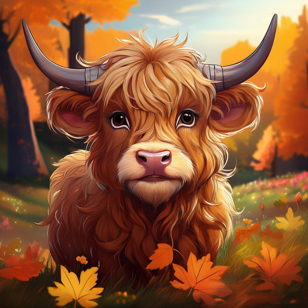 Watercolor Autumn Highland Cows Clipart, 15 PNG Fall Clipart, Pumpkin ...