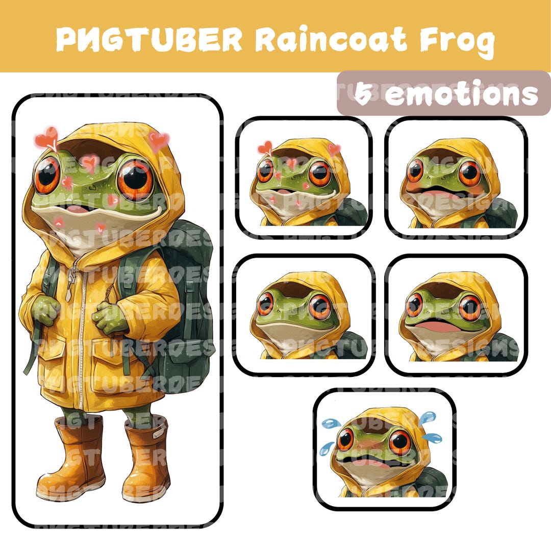 Raincoat Frog Pngtuber - Anime, Chibi, Premade Twitch Stream Asset ...