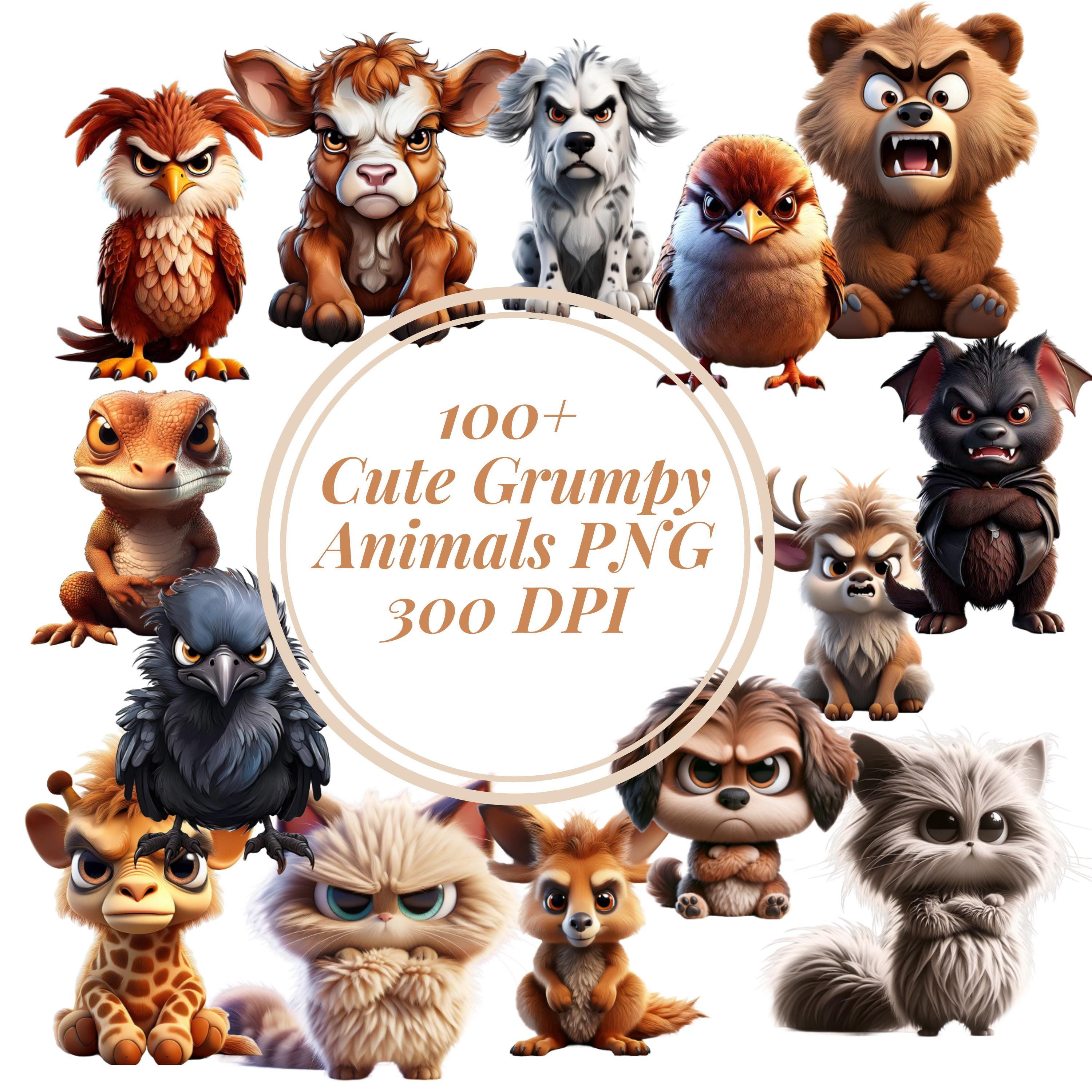 Funny Grumpy Animals Collection Clipart, 100+ PNG Funny Grumpy Safari ...