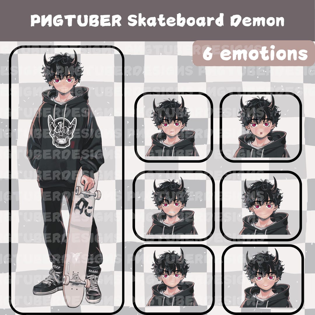 Skateboard Devil Pngtuber - Anime, Chibi, Premade Twitch Stream Asset ...