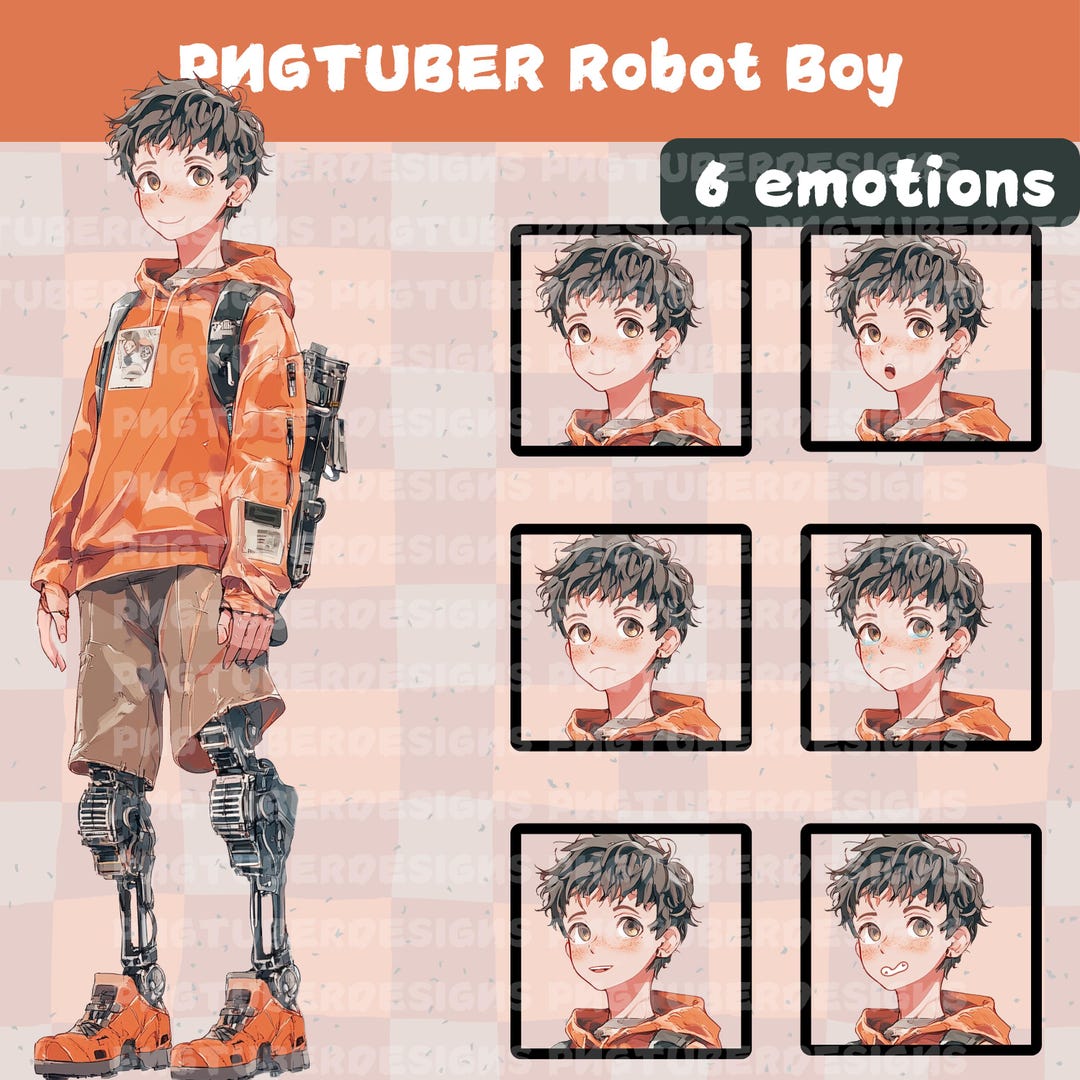Robotic Legs Boy Pngtuber - Anime, Chibi, Premade Twitch Stream Asset ...