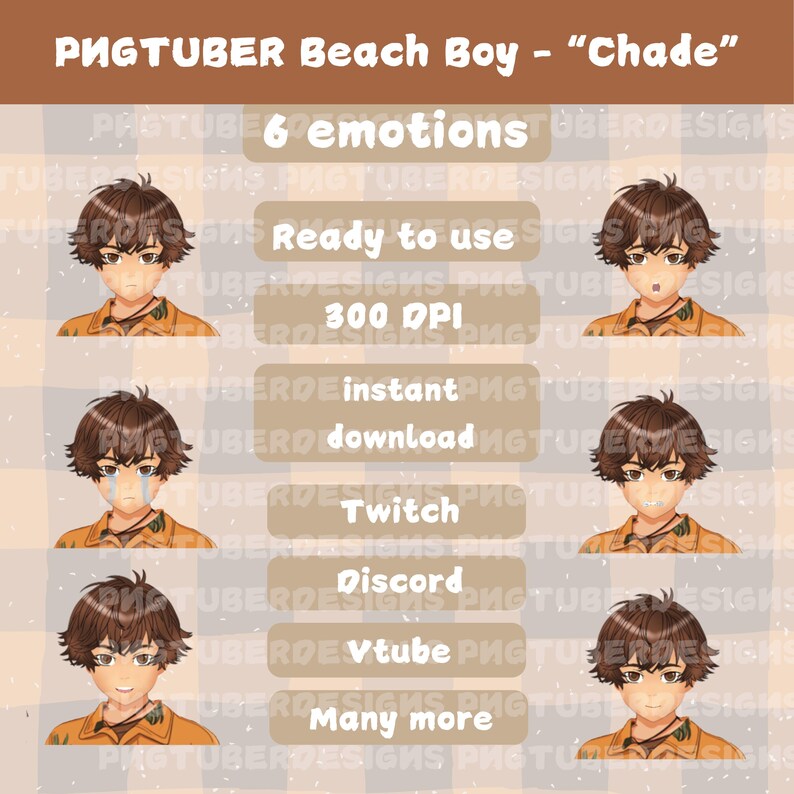 Beach Boy Pngtuber - Anime, Chibi, Premade Twitch Stream Asset ...