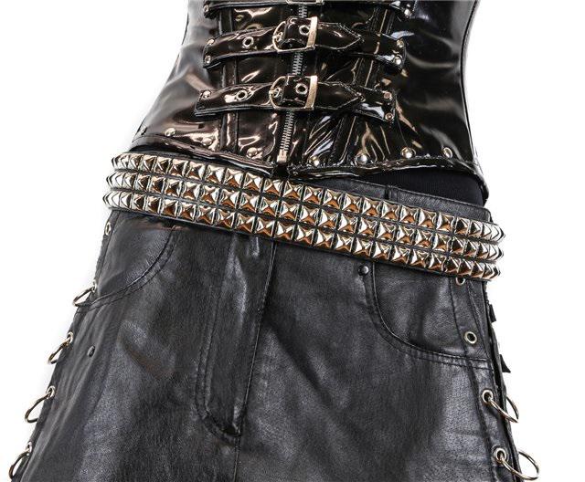 3 Row Silver Pyramid Stud Belt Leather Studded Belt Punk Goth ...