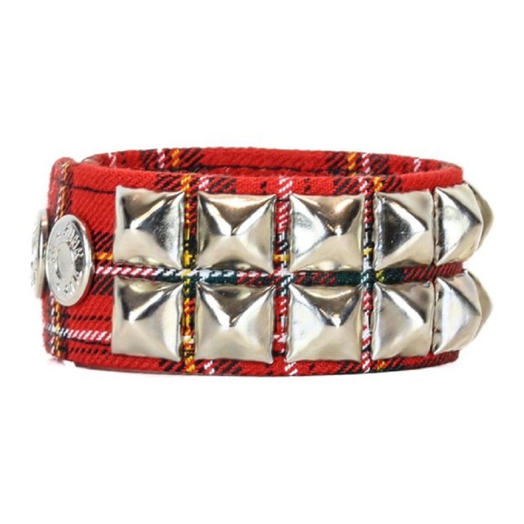 Plaid 2 Row Pyramid Stud Wristband Bracelet Goth Punk Emo Oi Grunge ...