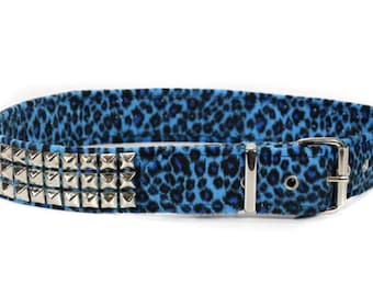 Pink Leopard 3 Row Silver Pyramid Stud Belt Studded Belt Punk Gothic ...