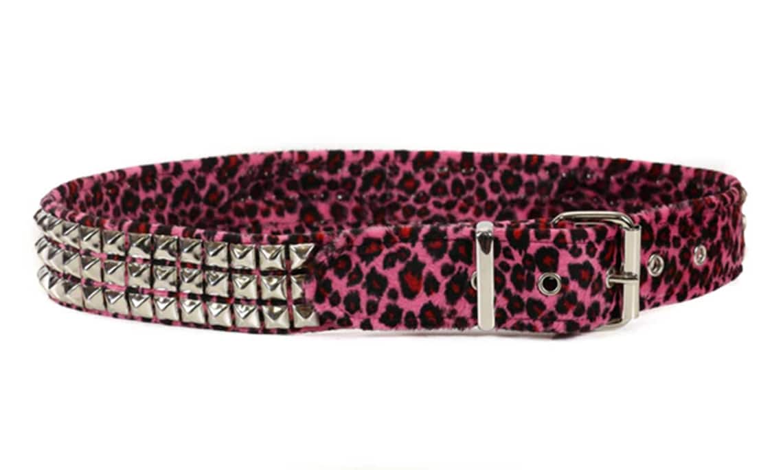 Pink Leopard 3 Row Silver Pyramid Stud Belt Studded Belt Punk Gothic ...