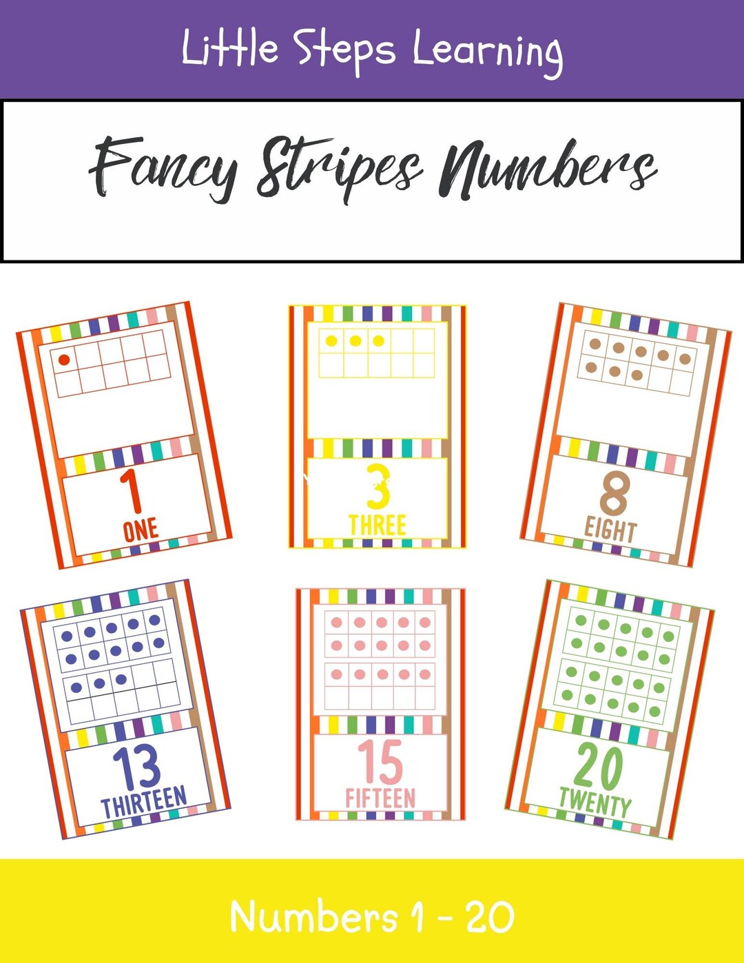 Classroom Rainbow Fancy Stripes Numbers 1-20 Poster- Large - Etsy