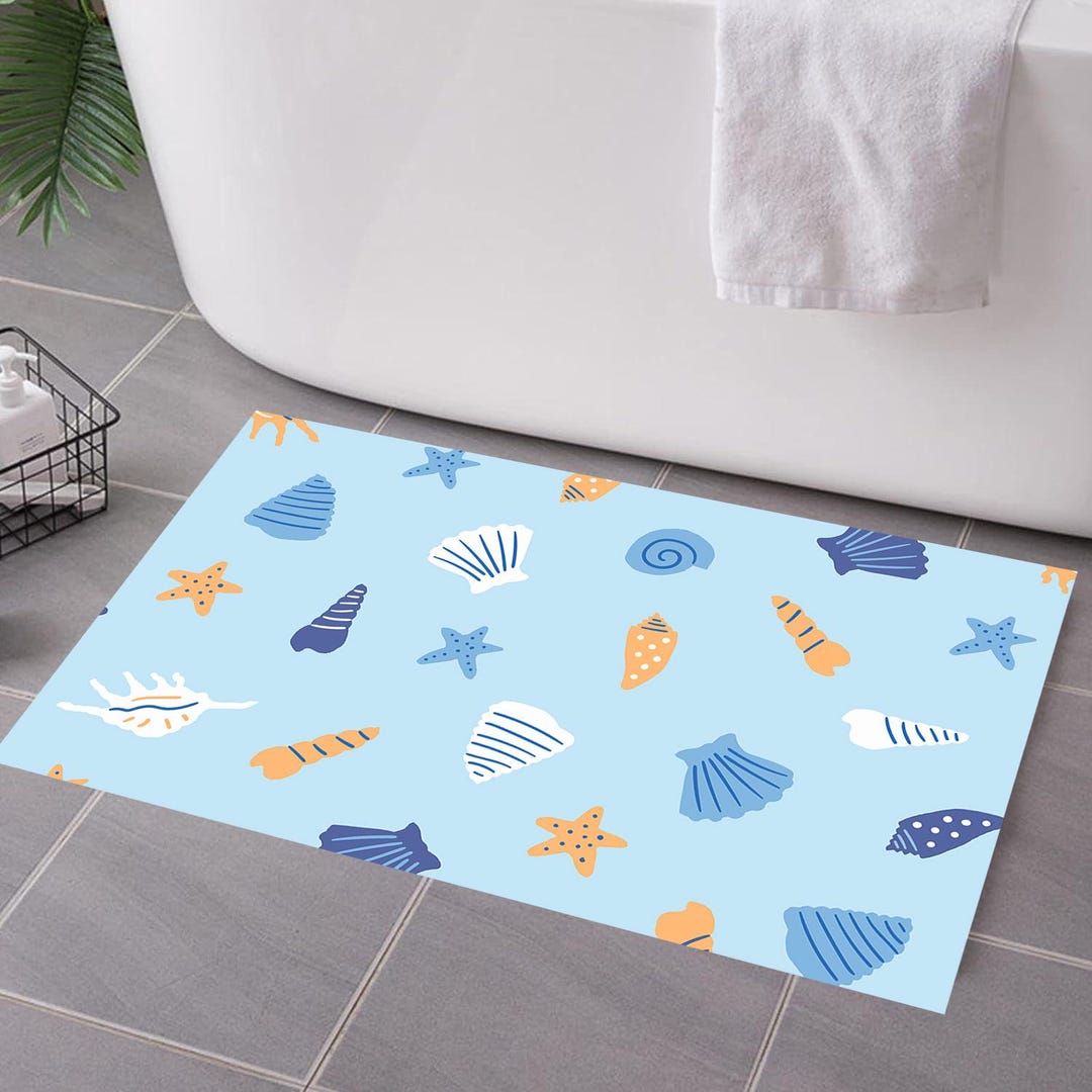 Seashell Mat,sea Creatures Mat,seashell Decor,bathroom Decor,bath Mat ...